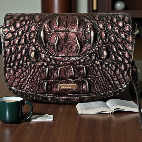 Brahmin | Bags | Brahmin Rich Purple Crocodile Embossed Crossbody Nwt ...